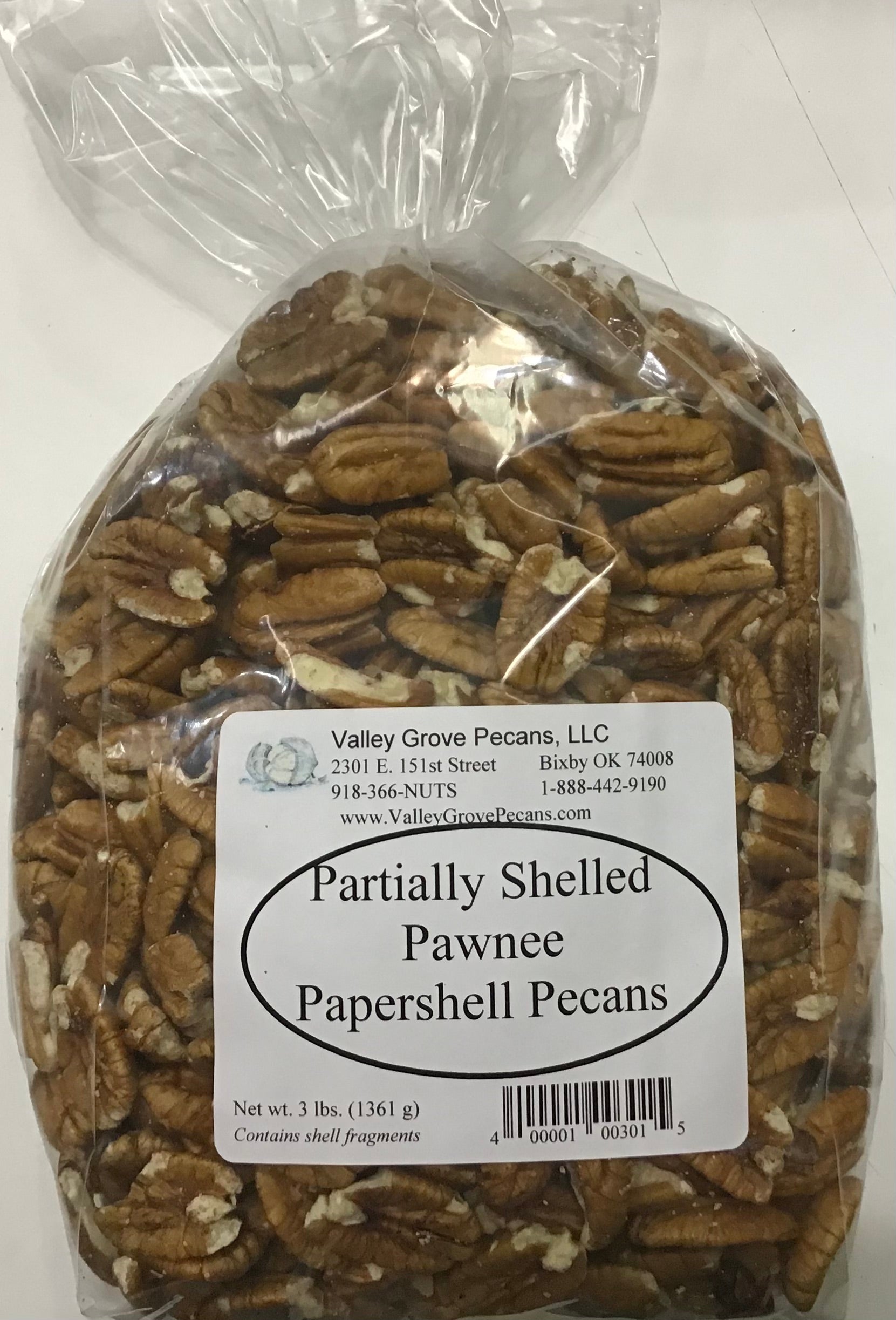 3 lbs partially Shelled Pawnee papershell pecans | VALLEY GROVE PECANS